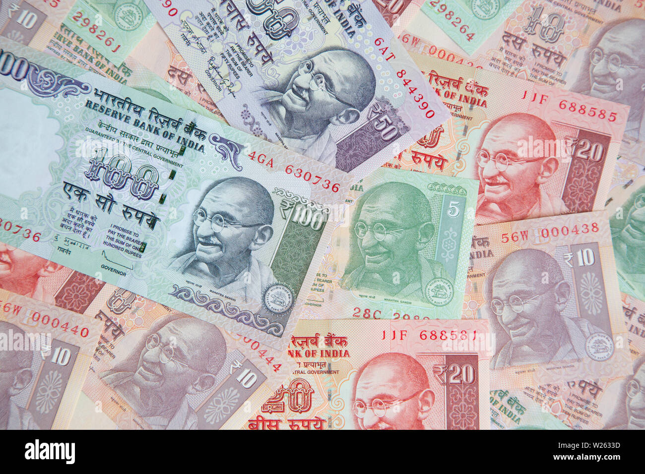 Collection of the Indian banknotes Stock Photo - Alamy