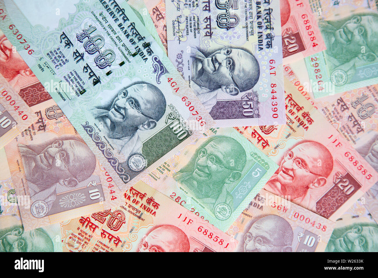 Collection of the Indian banknotes Stock Photo - Alamy
