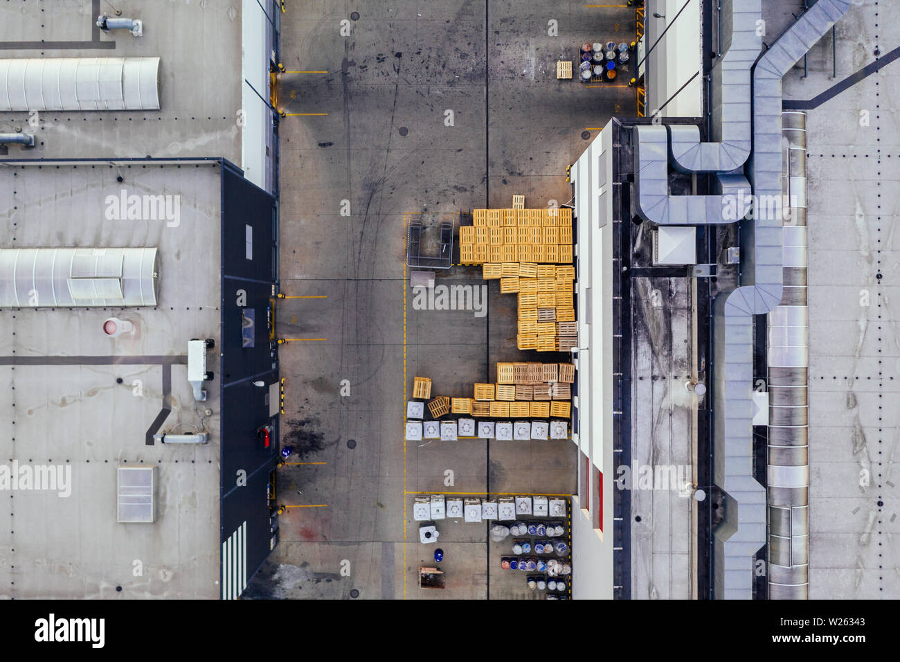 Aerial view of the distribution center, drone photography of the ...