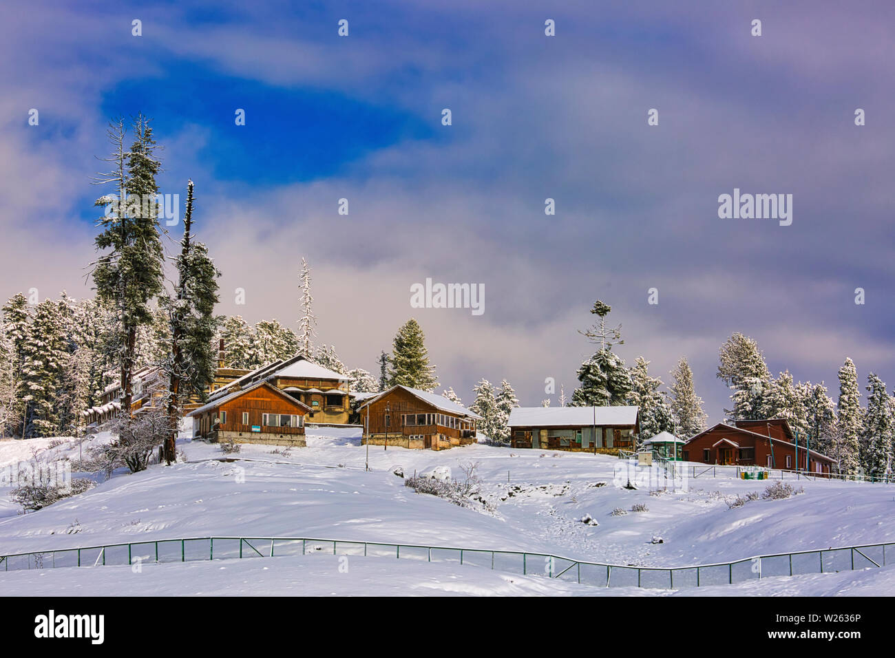A snow covered landscape, Gulmarg, Kashmir, India Stock Photo - Alamy