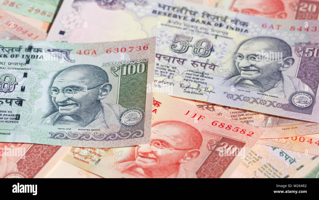 Collection of the Indian banknotes Stock Photo - Alamy