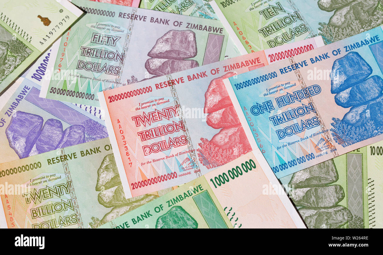 Banknotes of Zimbabwe after hyperinflation Stock Photo - Alamy