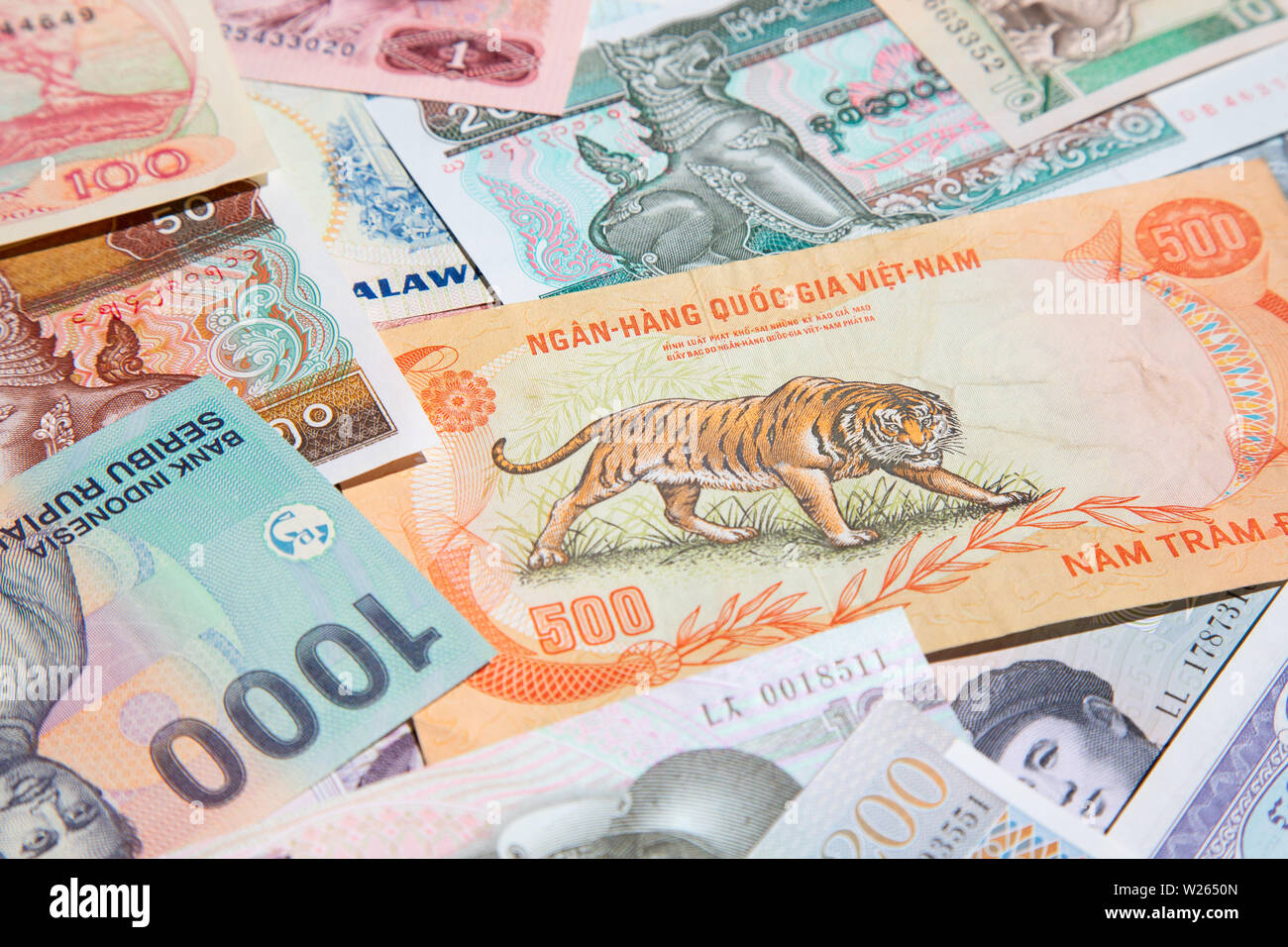 Variety of the Asian banknotes Stock Photo - Alamy