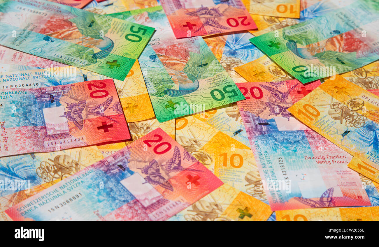 Collection of the new swiss banknotes (issued in 2017 Stock Photo - Alamy