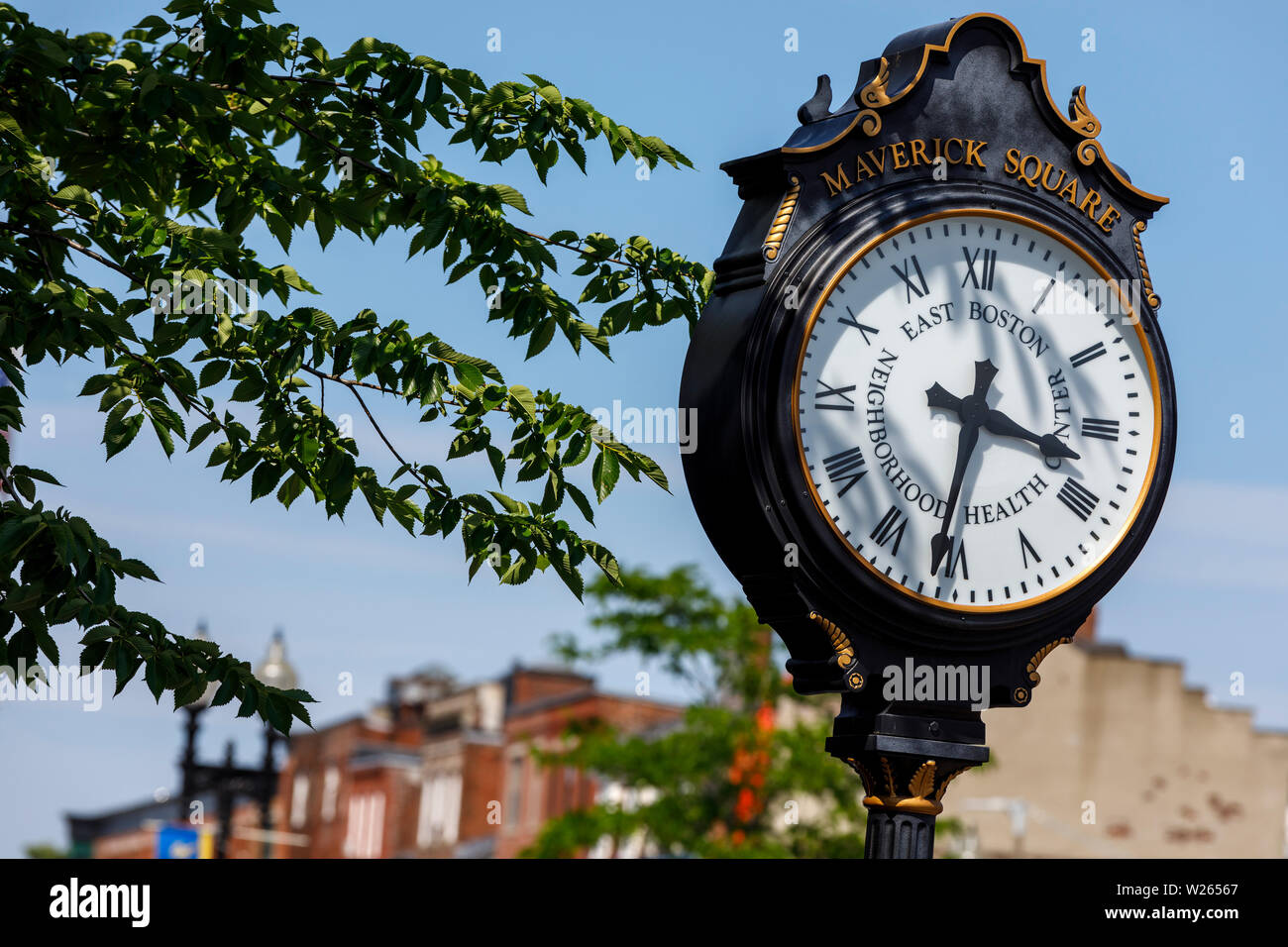 clock, Maverick Square, East Boston, Massachusetts, USA Stock Photo - Alamy
