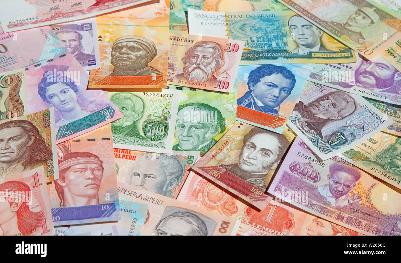 Variety of South American banknotes Stock Photo - Alamy