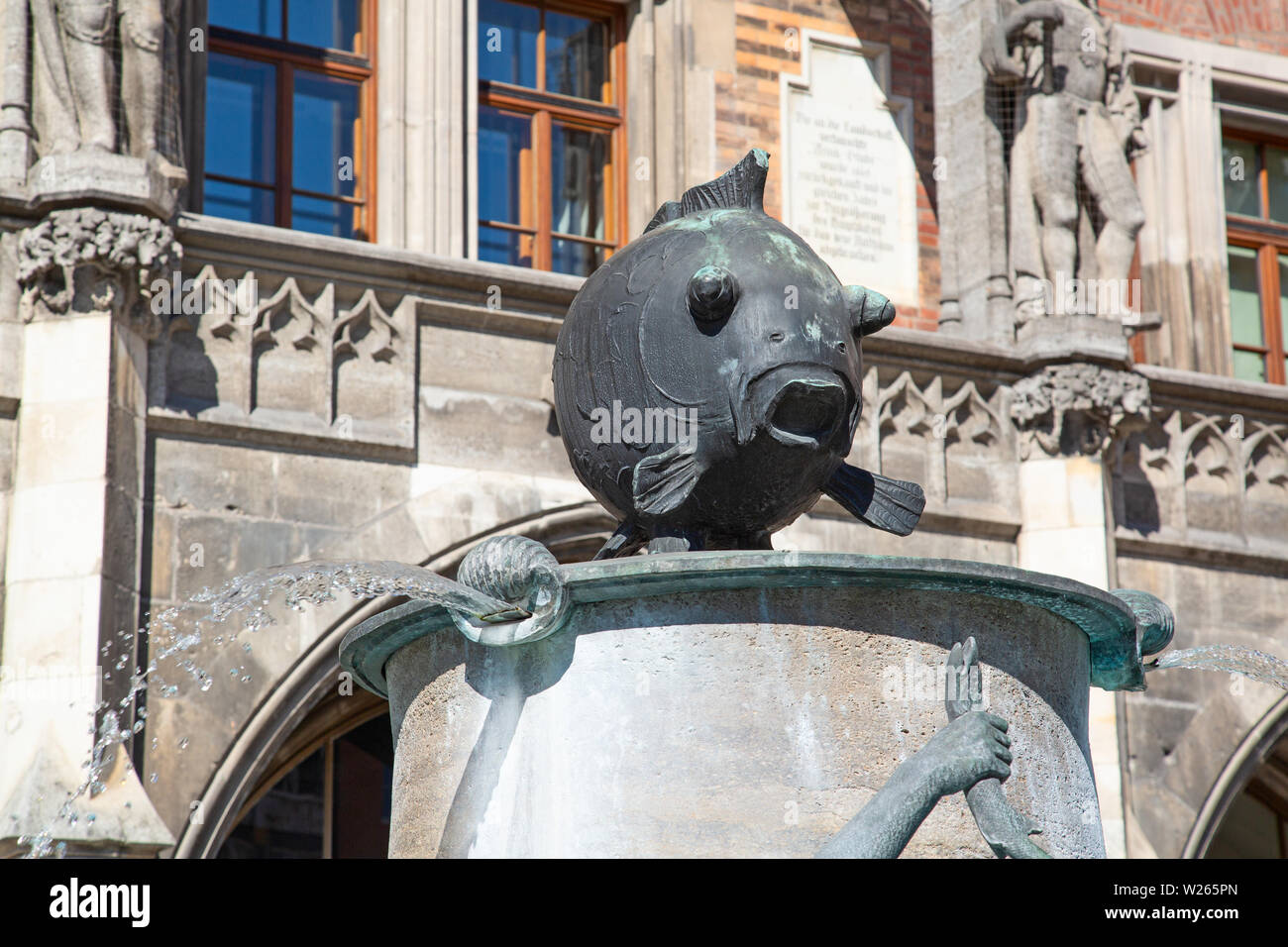Main square of the Munich, Germany - Marienplatz (Marian square). The ...