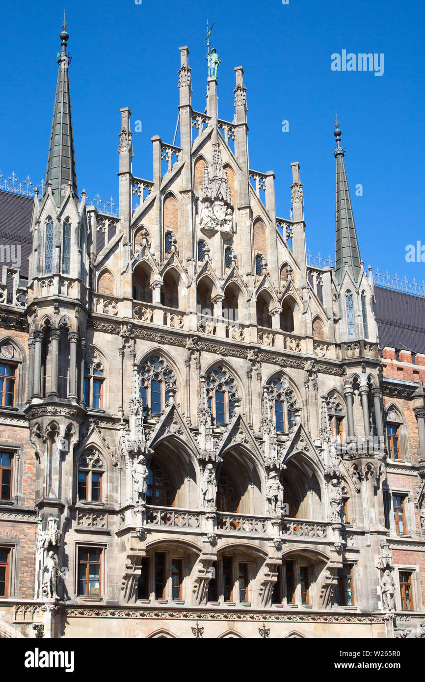 Marienplatz - main square of the Munich, Germany. The old and new city ...