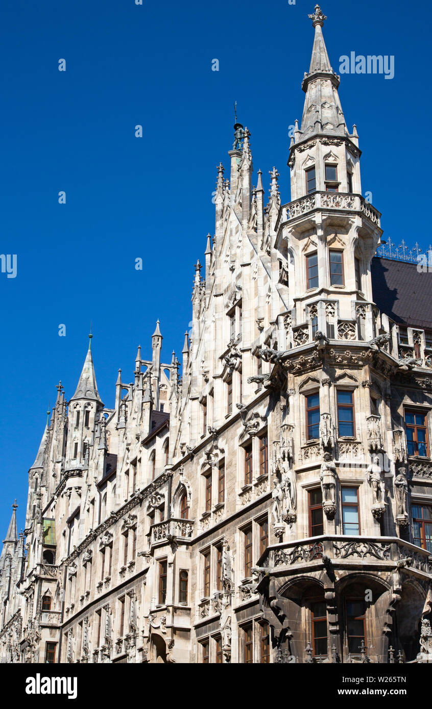 Marienplatz - main square of the Munich, Germany. The old and new city ...