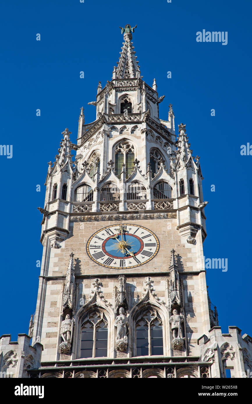 Main square of the Munich, Germany - Marienplatz (Marian square). The ...