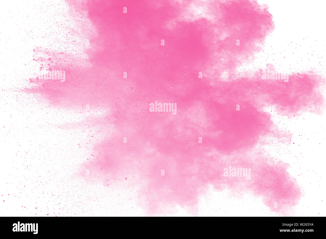 Abstract pink powder explosion on white background. Freeze motion of ...