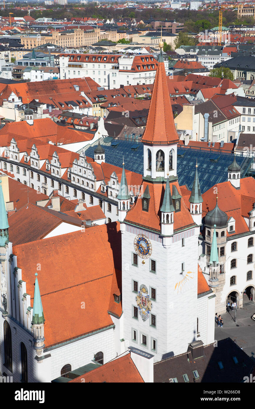 Main square of the Munich, Germany - Marienplatz (Marian square). The ...