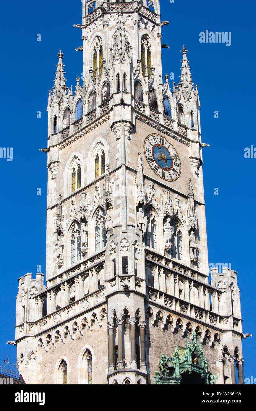Marienplatz - main square of the Munich, Germany. The old and new city ...