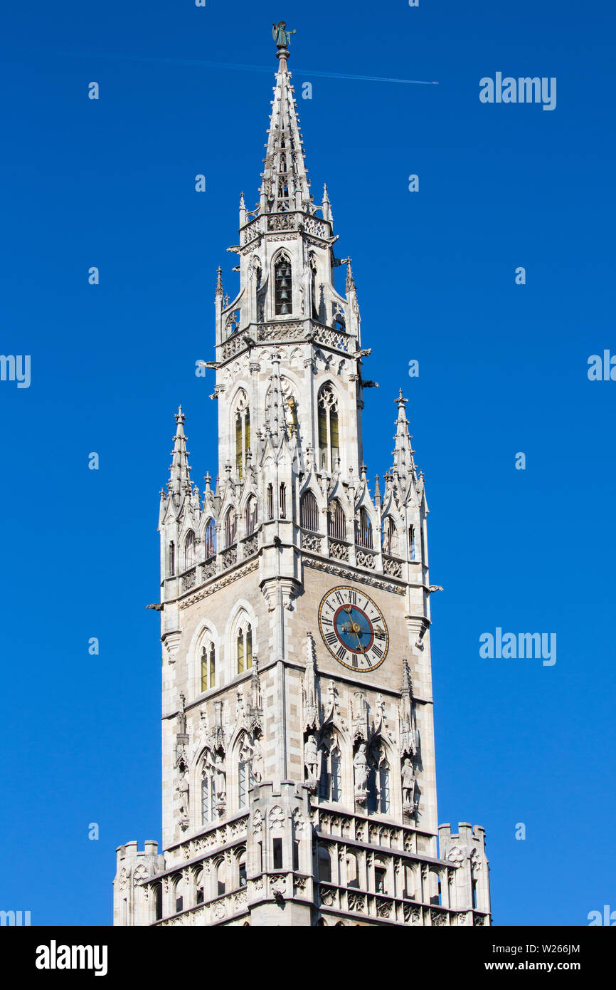 Marienplatz - main square of the Munich, Germany. The old and new city ...