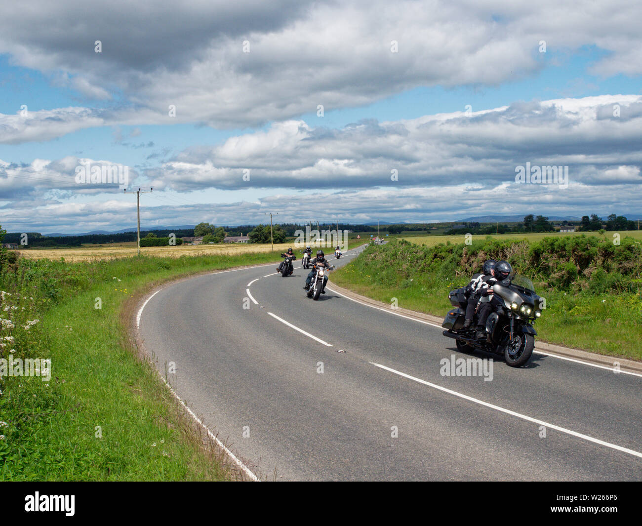 Harley Davidson Motorbikes on a Country Road near to Friockheim in ...