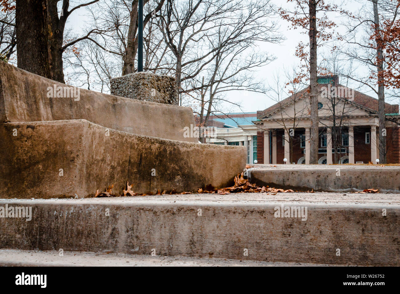 Shot of the bench along the walk to the Oakgrove on IUP campus Stock ...