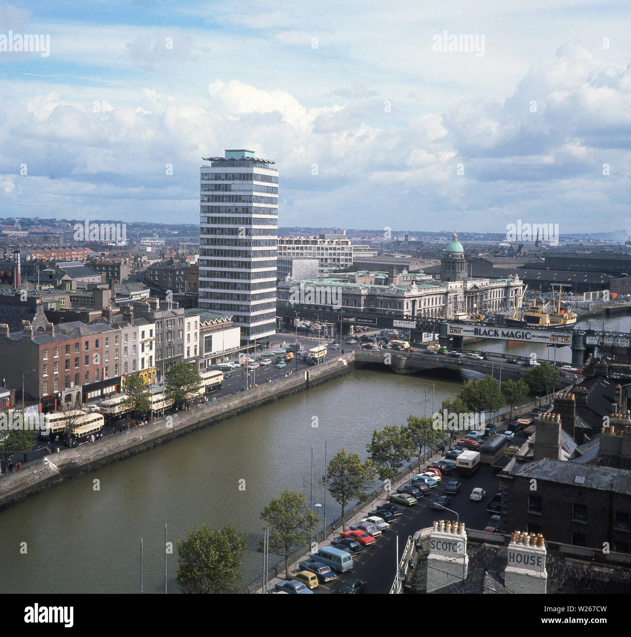 1960s, historical, a view over the skyline of Dublin, Ireland, showing ...