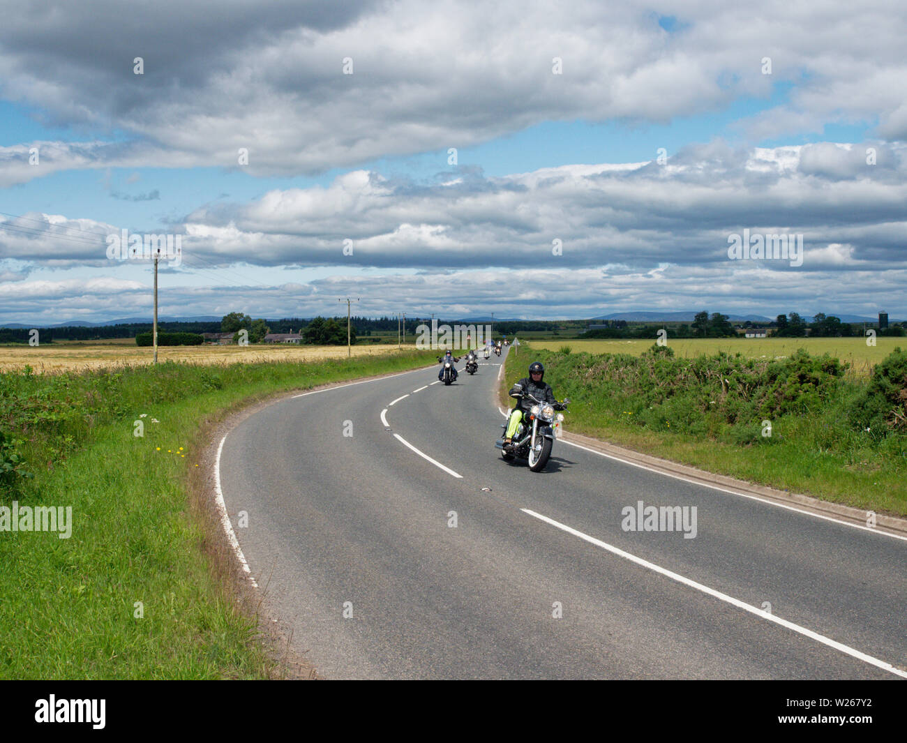 Harley Davidson Motorbikes on a Country Road near to Friockheim in ...