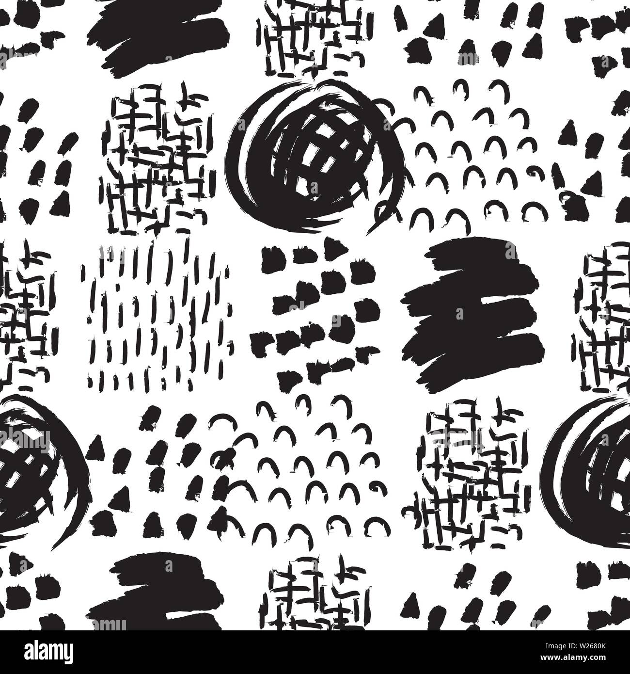 Vector seamless pattern. Abstract background with brush strokes. Ink ...
