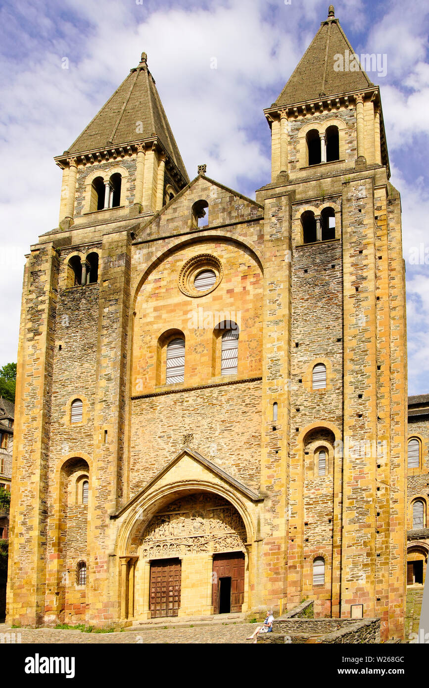 West-facade and Last Judgment Tympanum, abbey- church of Sainte-Foy ...