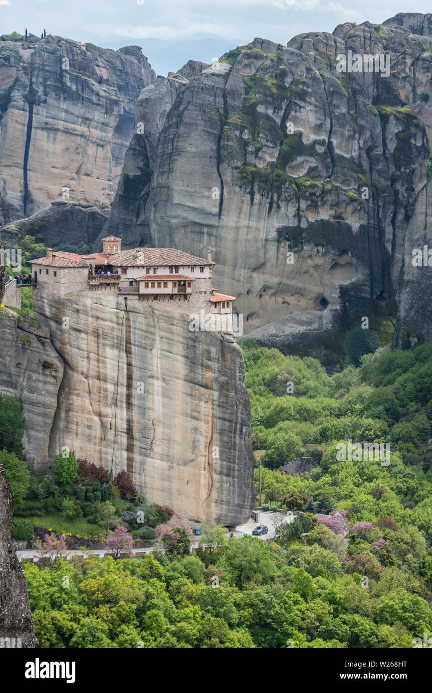 Meteora, Greece - April 2019 : View of the stunningly located Roussanou ...