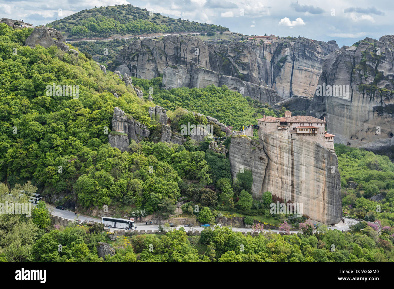 Meteora, Greece - April 2019 : View of the stunningly located Roussanou ...