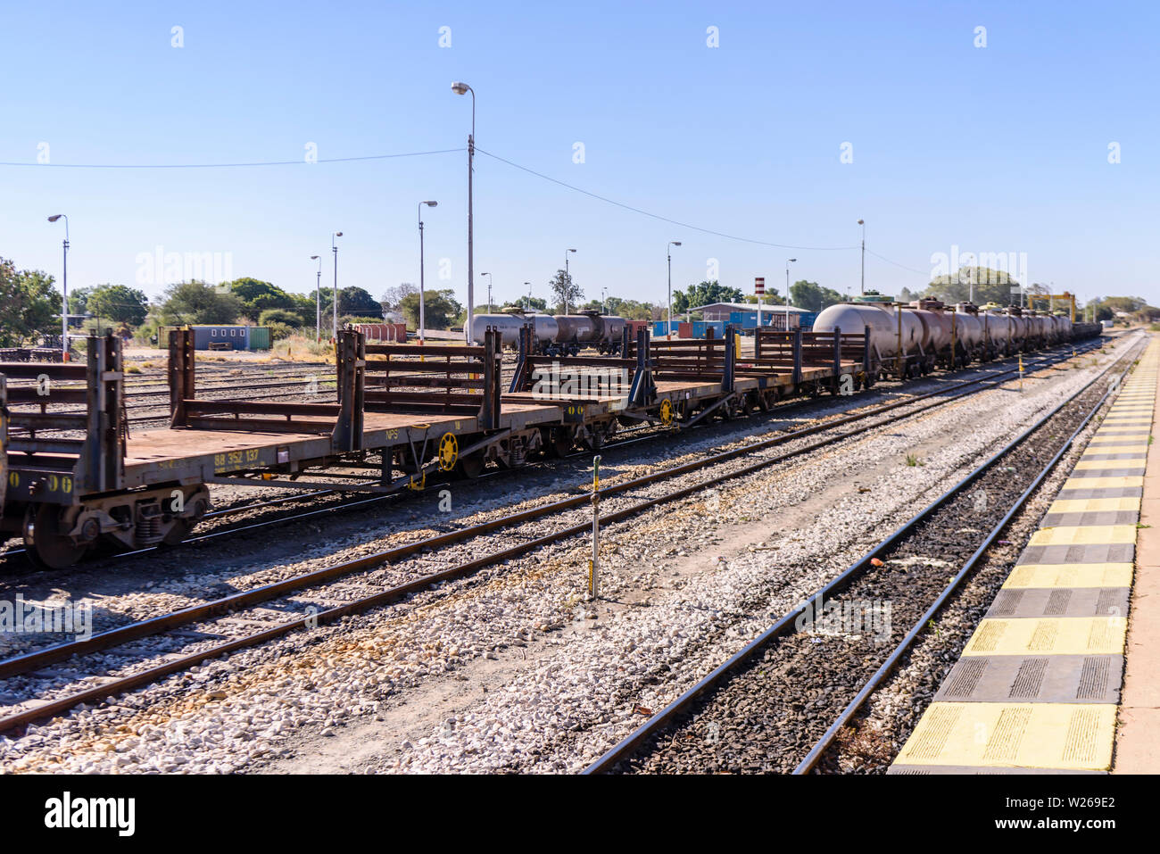 Freight carriages on the track at Otjiwarongo train station, Namibia ...