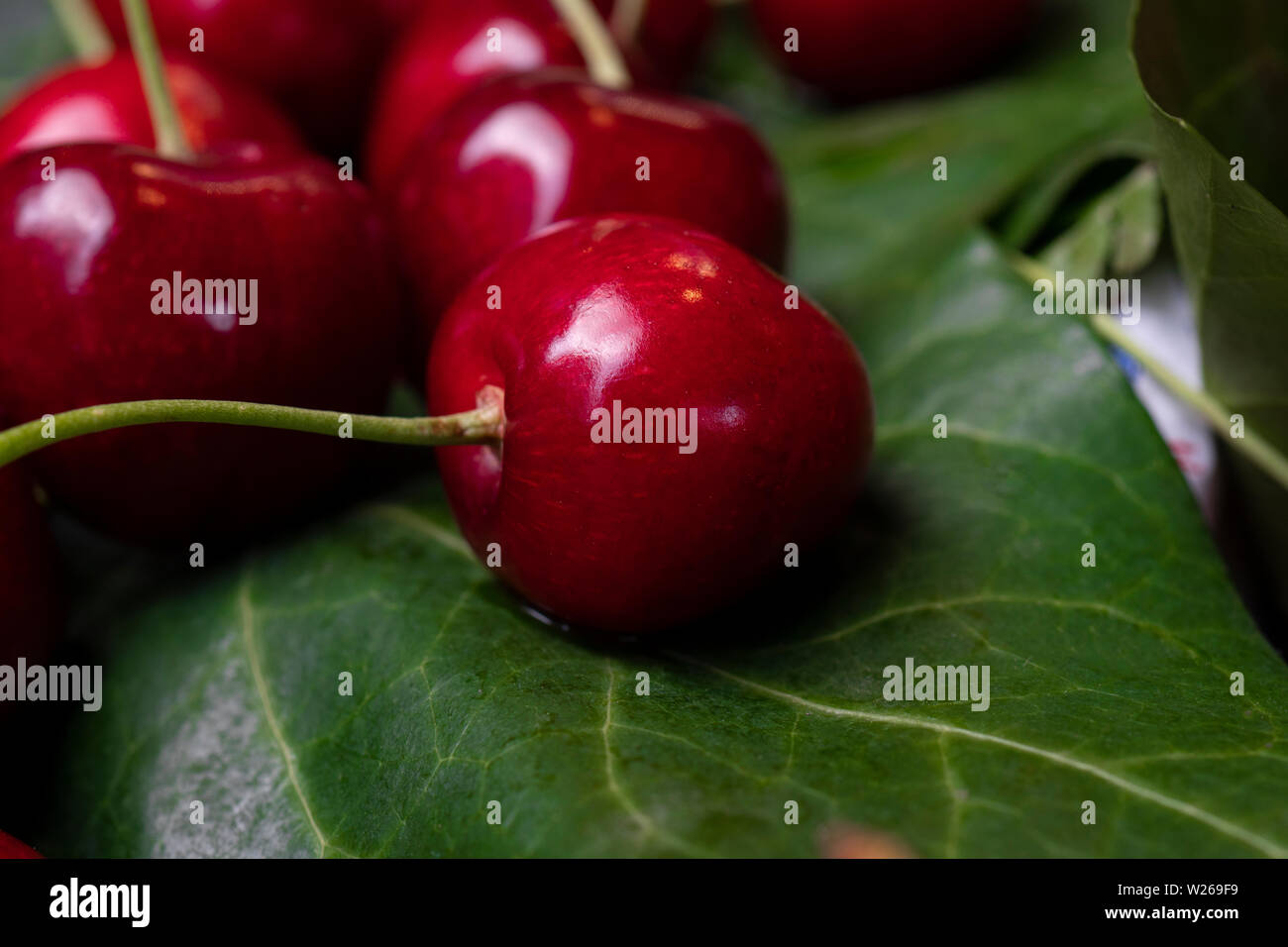 Wet cherries fruits close hi-res stock photography and images - Alamy