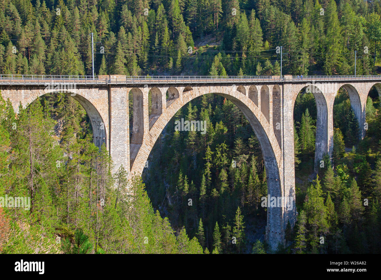 Famous Wiesener viaduct on the train line Davos - Filisur in the swiss ...