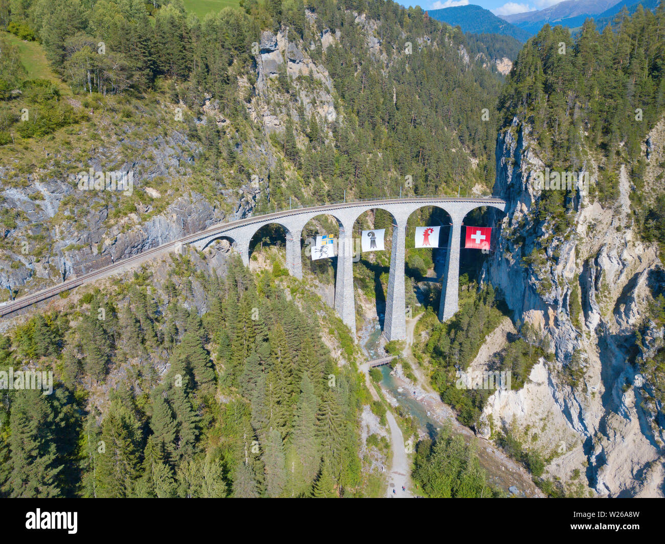 Famous Landwasser viaduct nearby Filisur town in the swiss alps Stock ...