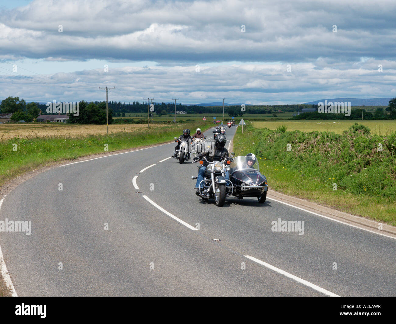 Harley Davidson Motorbikes on a Country Road near to Friockheim in ...