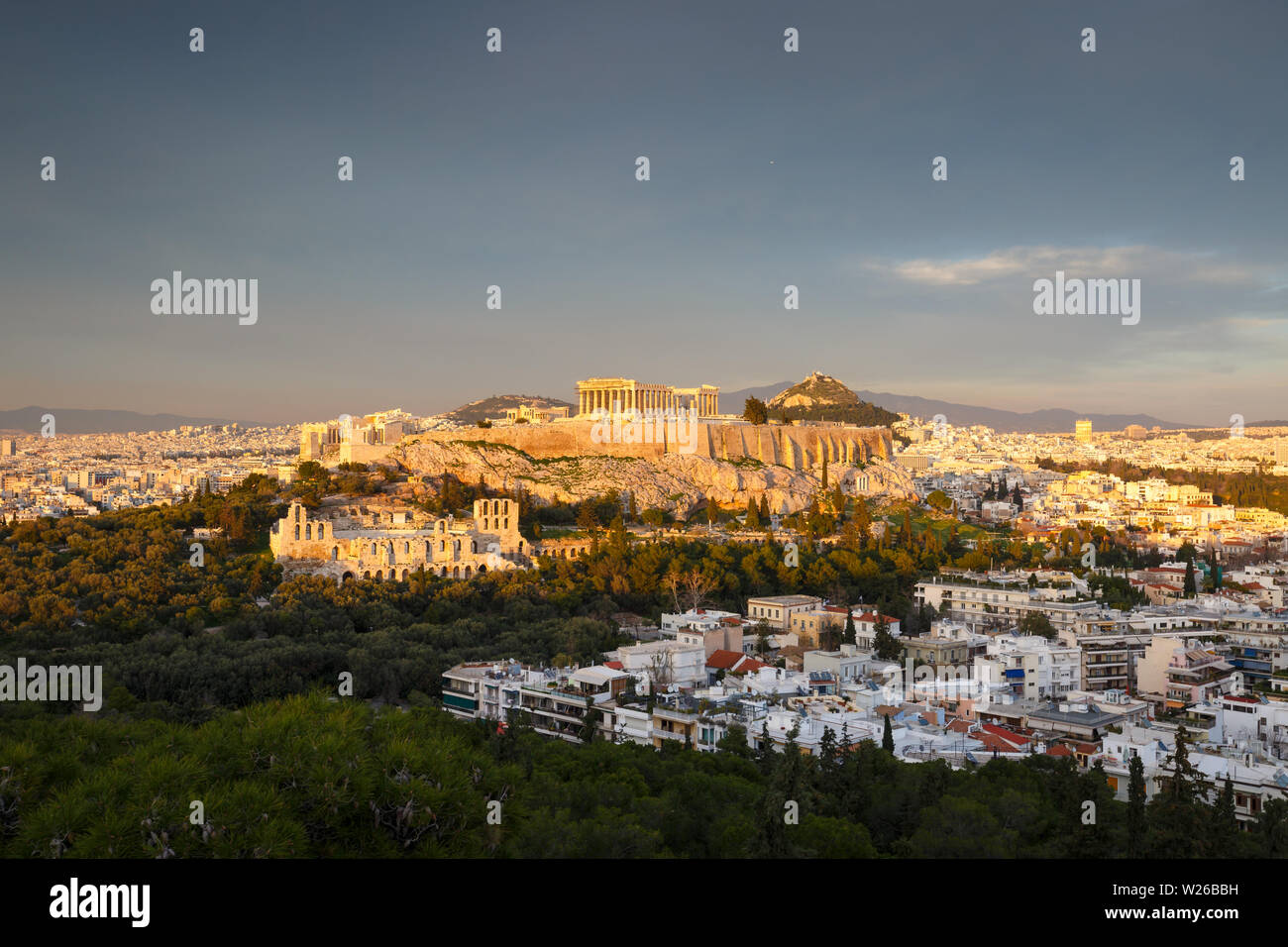 View of Athens and Acropolis from Filopappou hill Stock Photo - Alamy