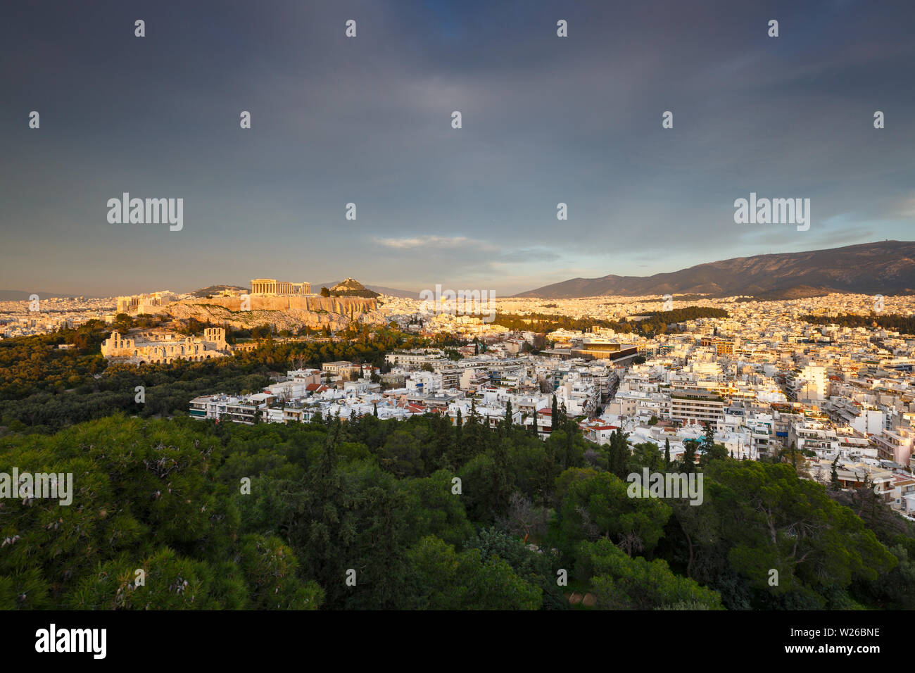 View of Athens and Acropolis from Filopappou hill Stock Photo - Alamy