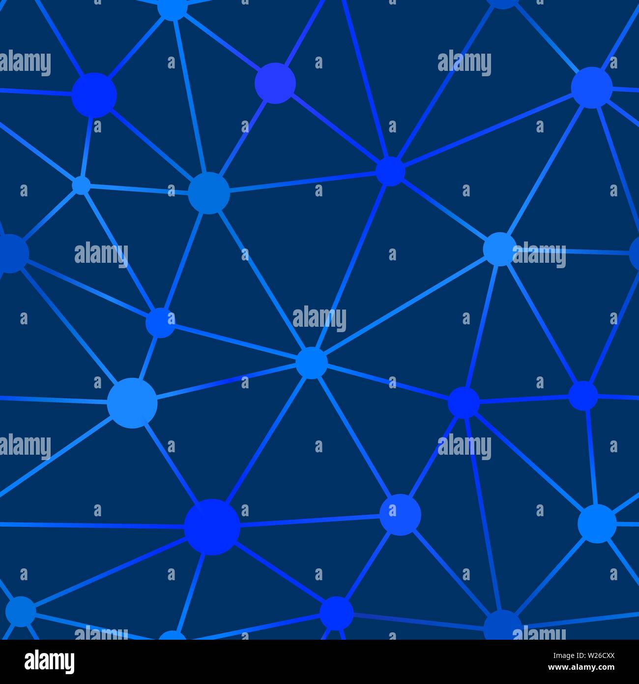 Vector illustration. Seamless blue net with dots and lines. Irregular ...