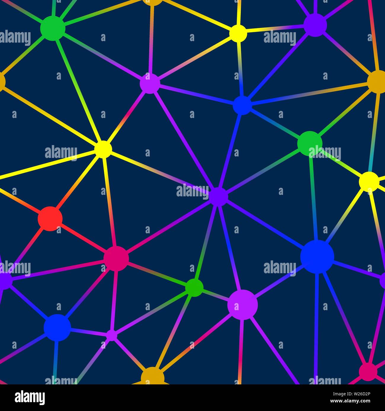Vector illustration. Seamless mullticolor net with dots and lines ...