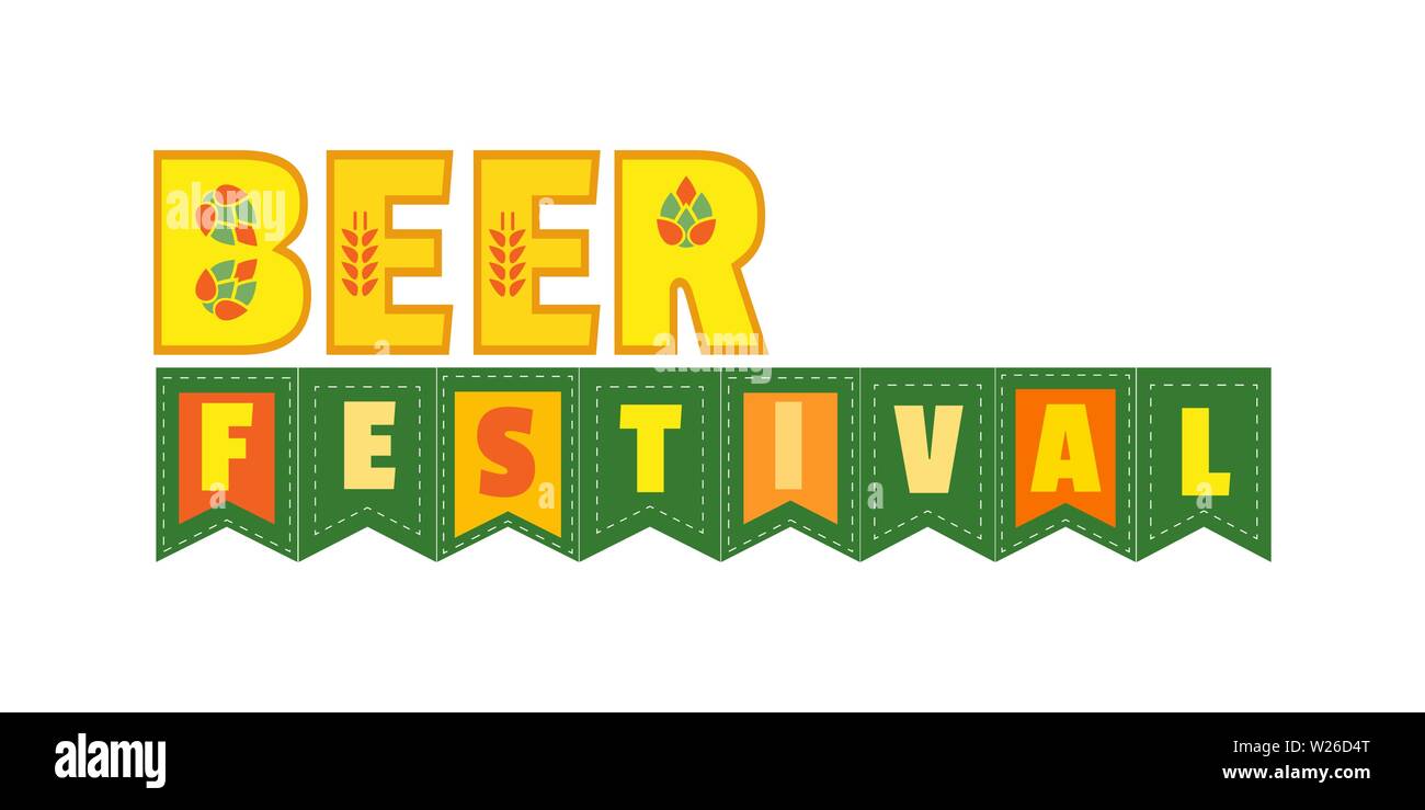 Beer fest hand drawn flat color vector lettering Stock Vector Image ...