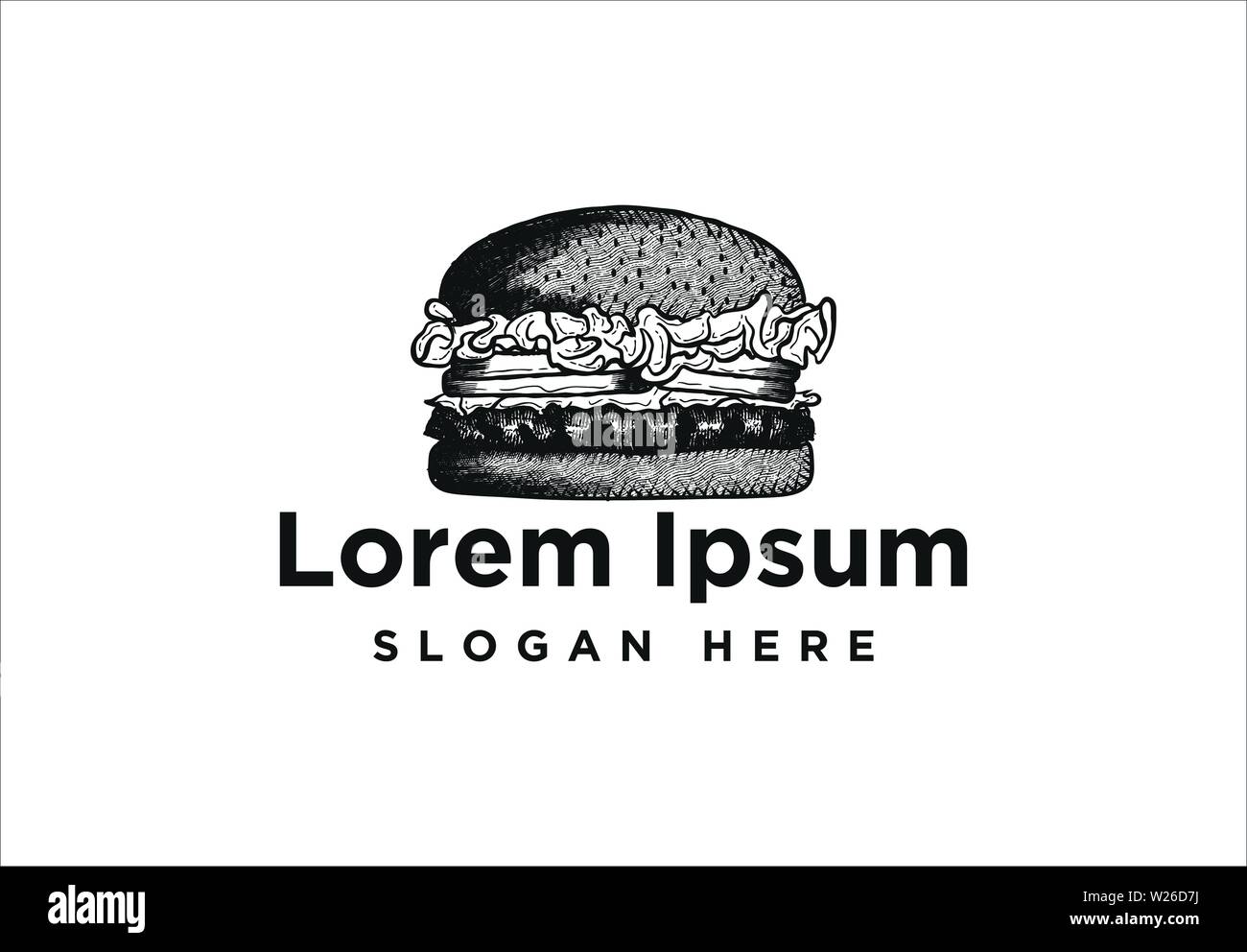 hand drawn burger Logo Inspiration isolated on white background Stock ...