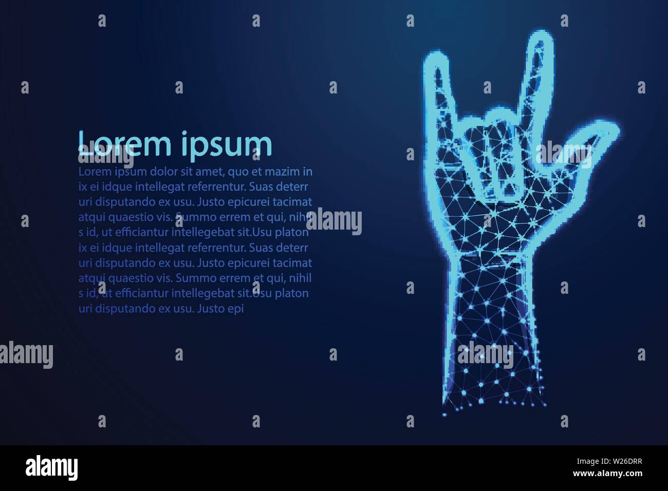 Rock sign gesture for music festival. Abstract Low Poly. Wireframe ...