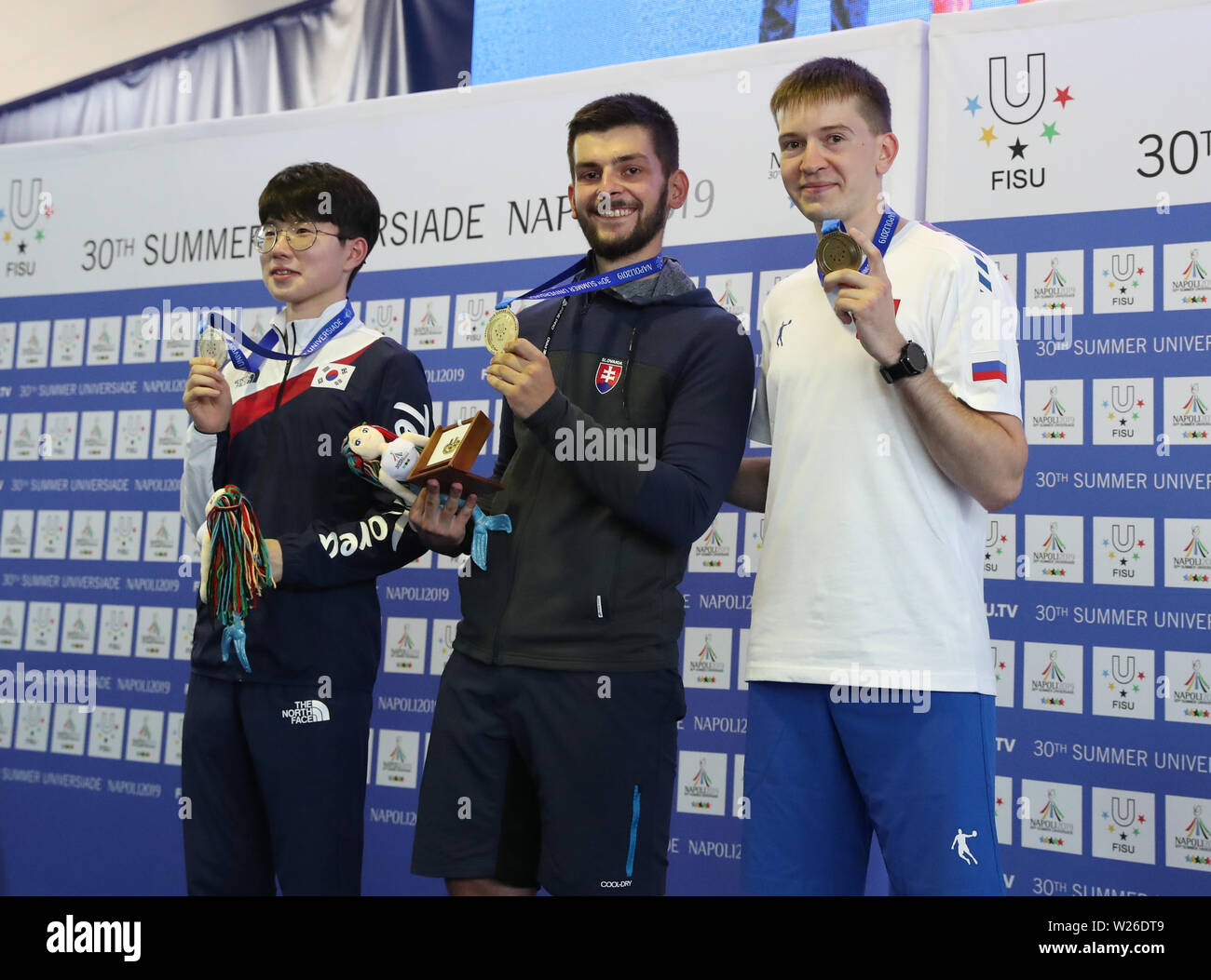 Naples, Italy. 6th July, 2019. Park Hajun of South Korea, Patrik Jany ...