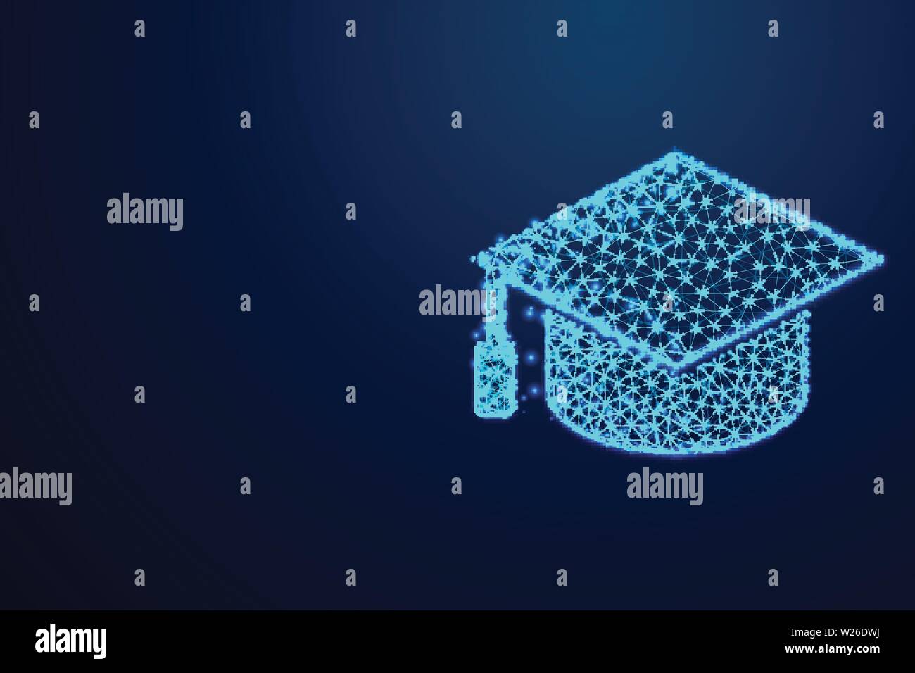 Graduation cap. Abstract low poly wireframe designs. From connecting ...