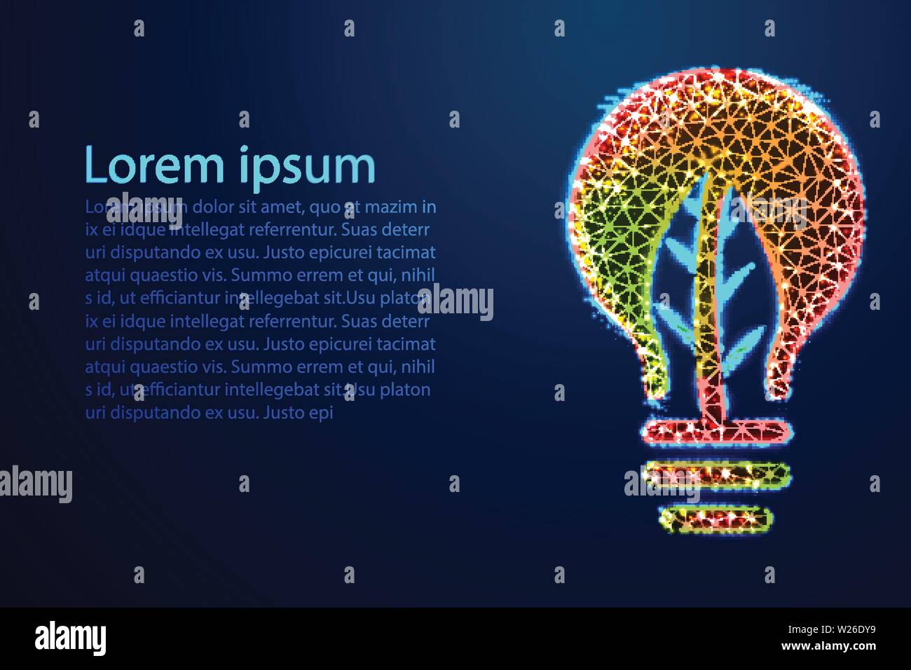 Leaf and bulb. Abstract low poly wireframe designs. From connecting dot ...