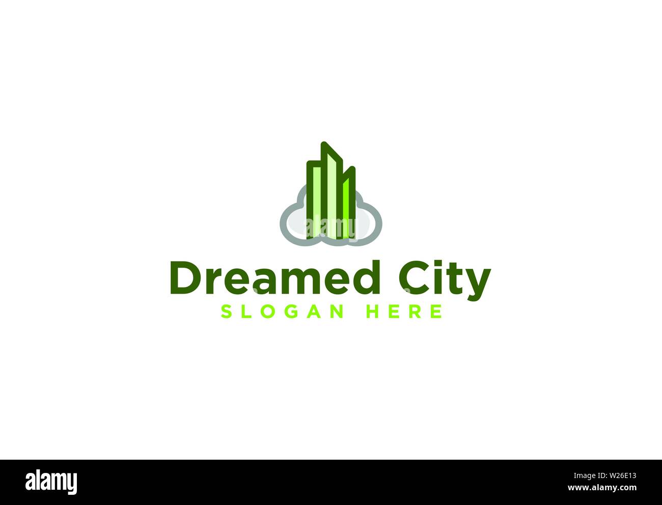 Cloud, Town, Dreamed city Logo Inspiration isolated on white background ...