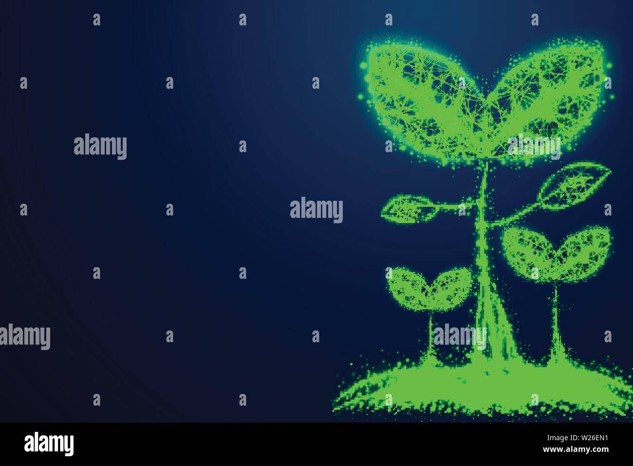 seed growing, business concept. Plant from lines and triangles ...