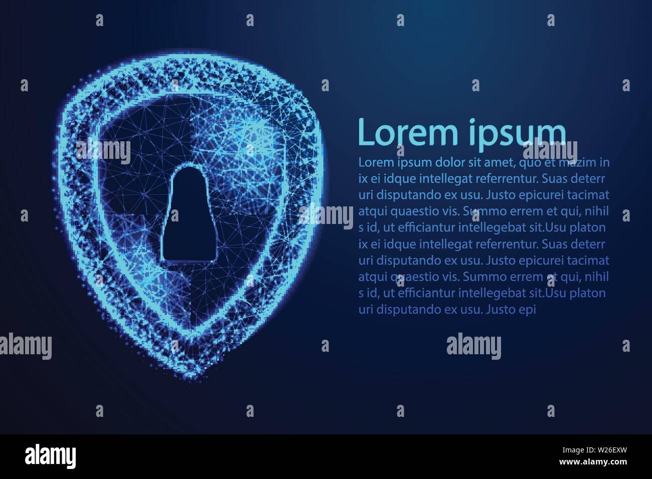 Cyber security concept, Shield With Keyhole icon. Abstract wire low ...
