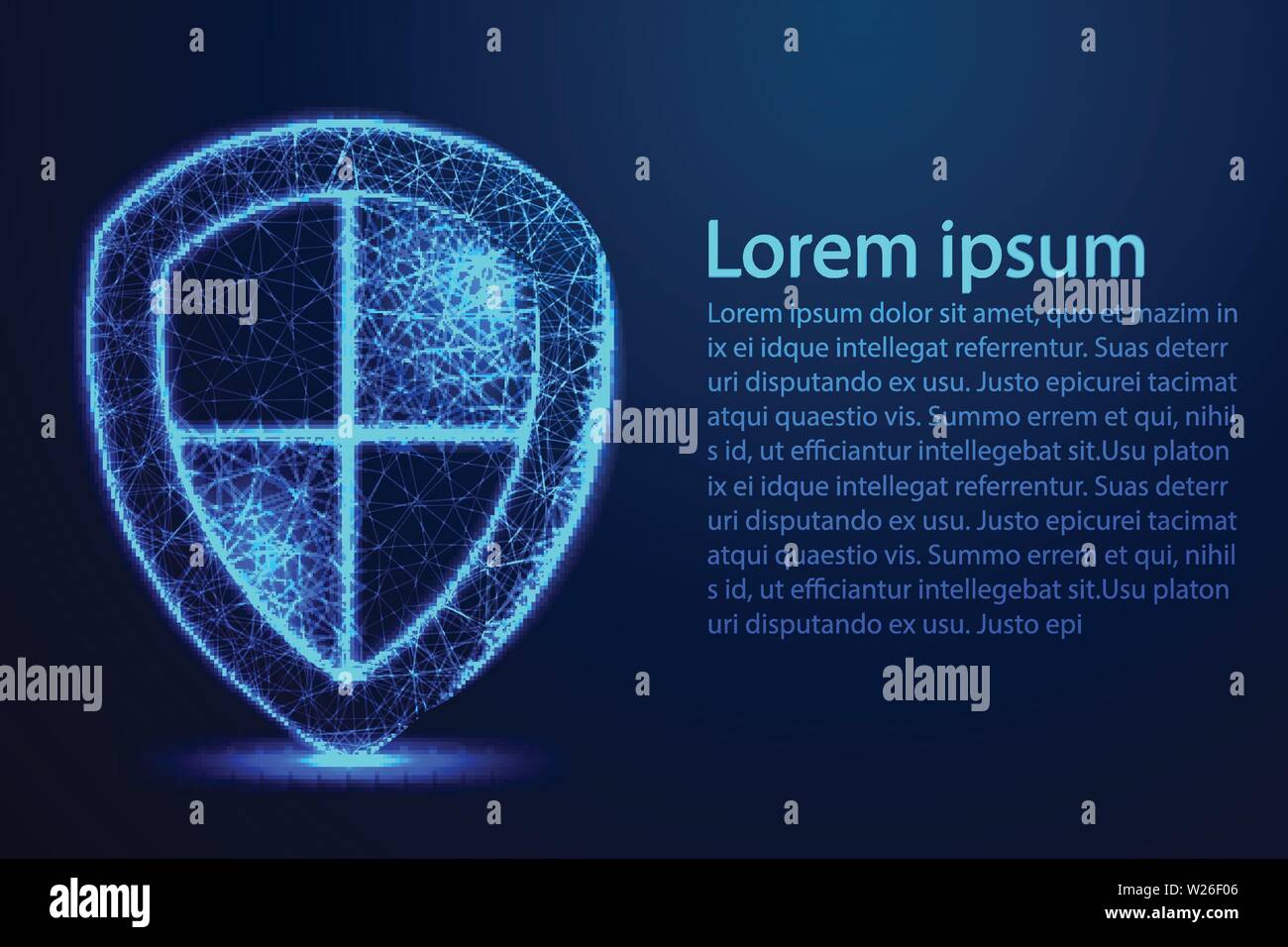 Security Shield composed of polygons. Business concept of data ...