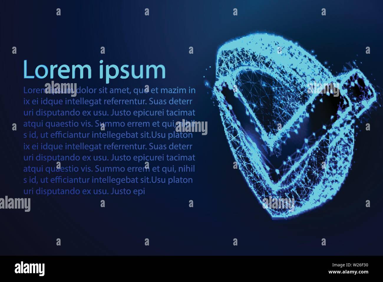 Isometric shield, Data protection. Abstract low poly, Triangle, dot ...