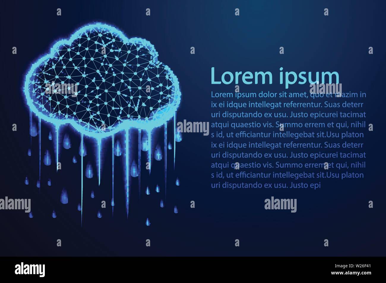 Cloud, Rain concept, Water drop. Abstract low poly, Triangle, dot, line ...
