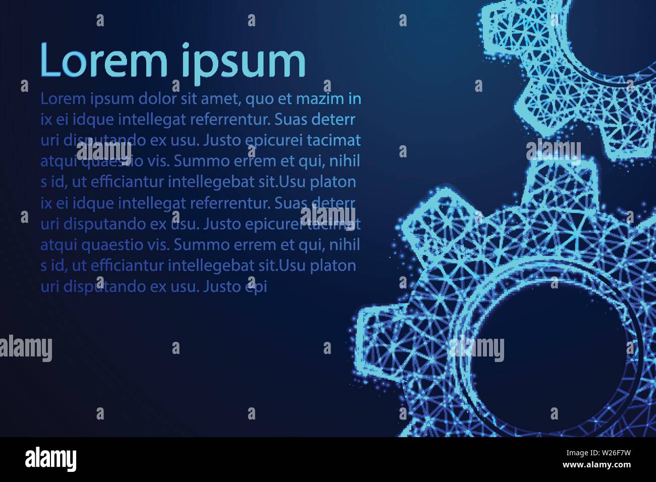 Gears. Abstract vector wireframe, Mechanical technology machine ...