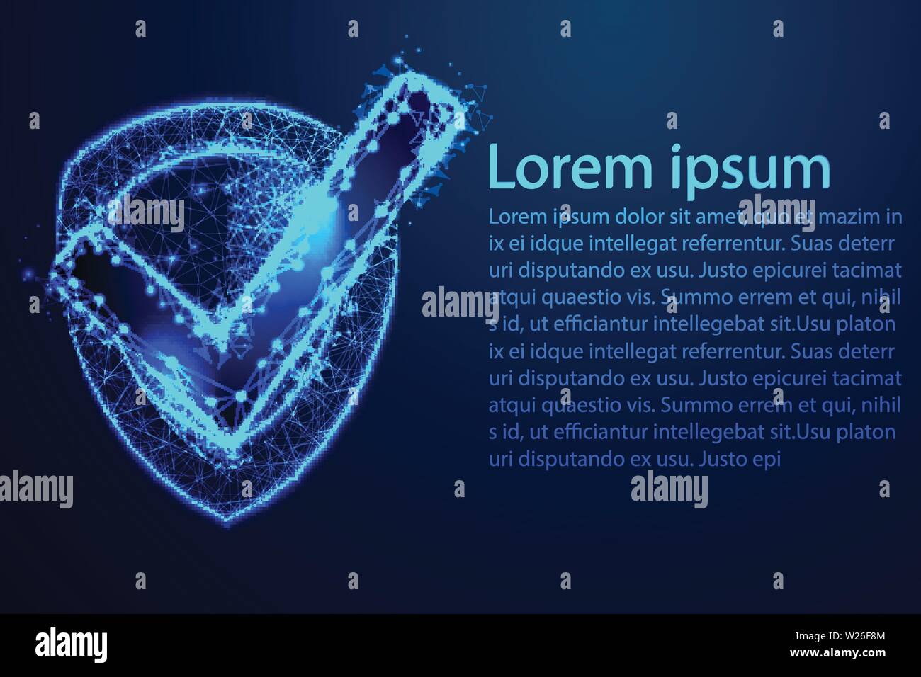 Check mark on shield . Polygonal wireframe mesh art, Cyber Security ...