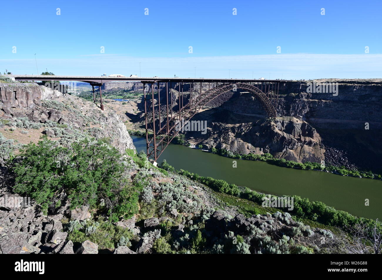 The I. B. Perrine Bridge in Twin Falls, Idaho, spans the Snake River ...